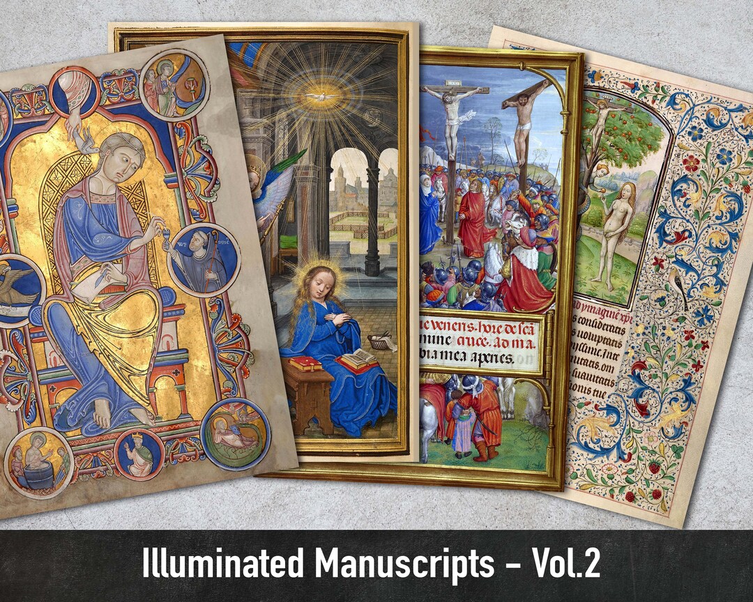 Illuminated Manuscripts Vol.2, Medieval Vintage Printable Illustrations ...