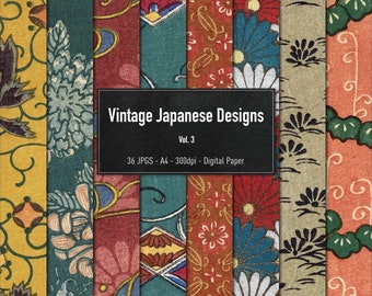Vintage Japanese Designs Digital Paper Vol.1 36 Pages A4 | Etsy
