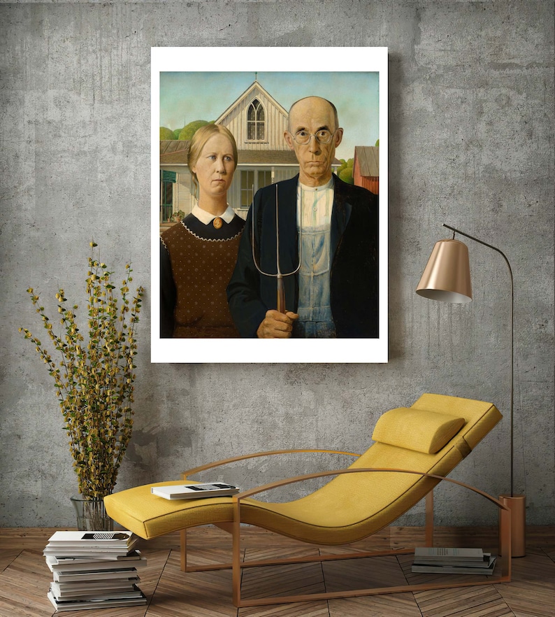 Grant Wood American Gothic 1930 Vintage Poster | Etsy