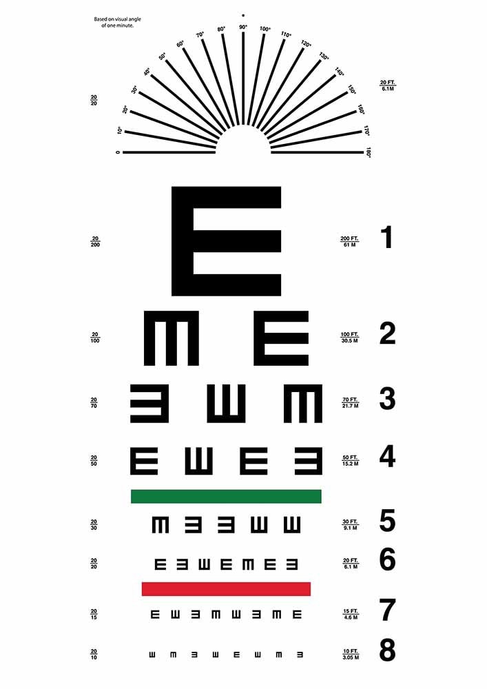 Snellen Eye Chart Print Instant Download Art Print - Etsy