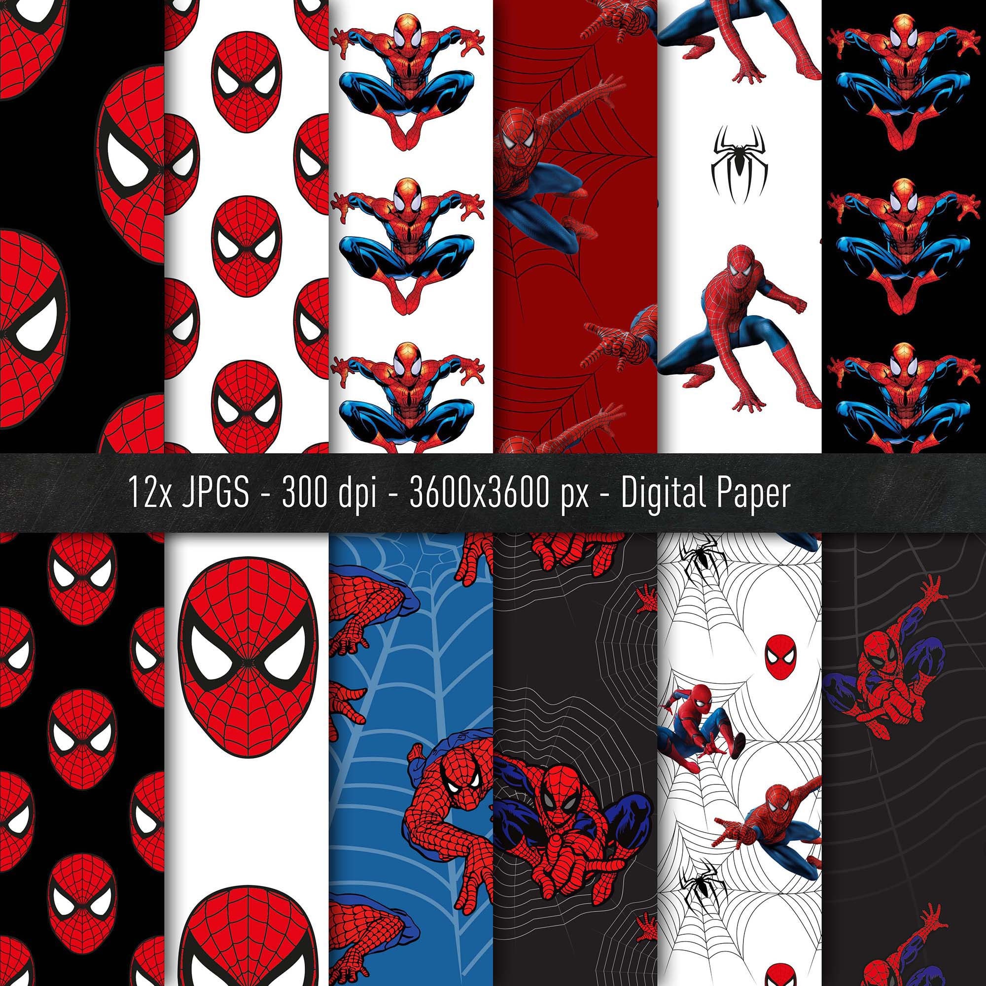 Spiderman Pattern & Vector Clipart 12 Different Images 8 - Etsy
