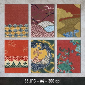 Vintage Japanese Designs, Digital Paper, Vol.1, 36 Pages A4, Instant ...