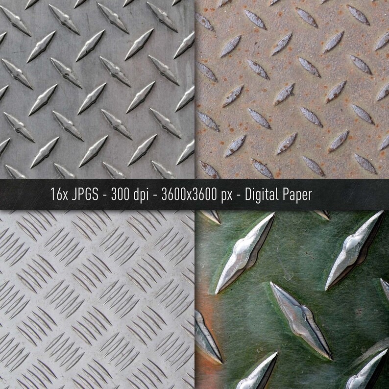 Diamond Checker Plate, 16 Different Images, Digital Paper, Instant ...