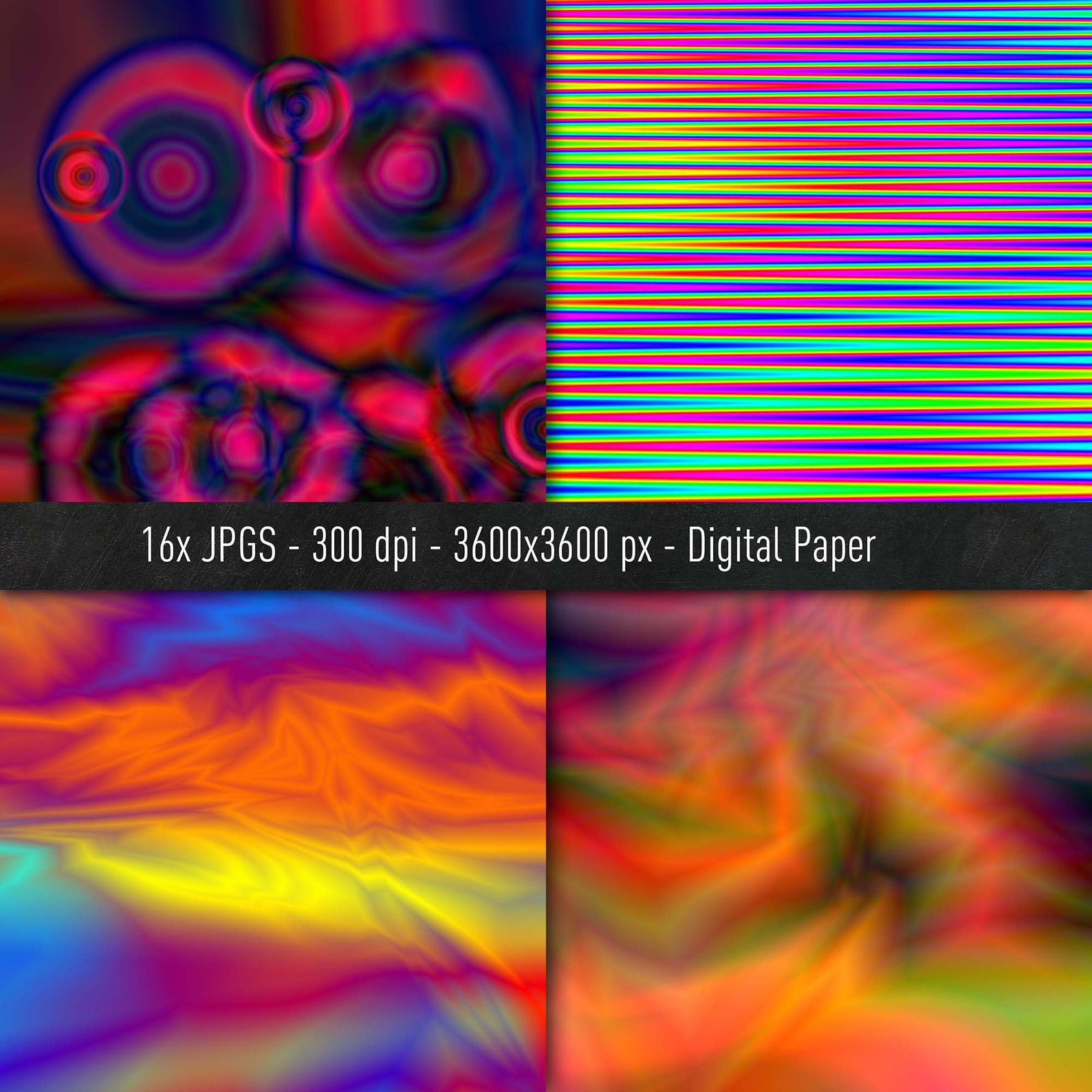 Psychedelic Pattern 16 Different Images Digital Paper - Etsy