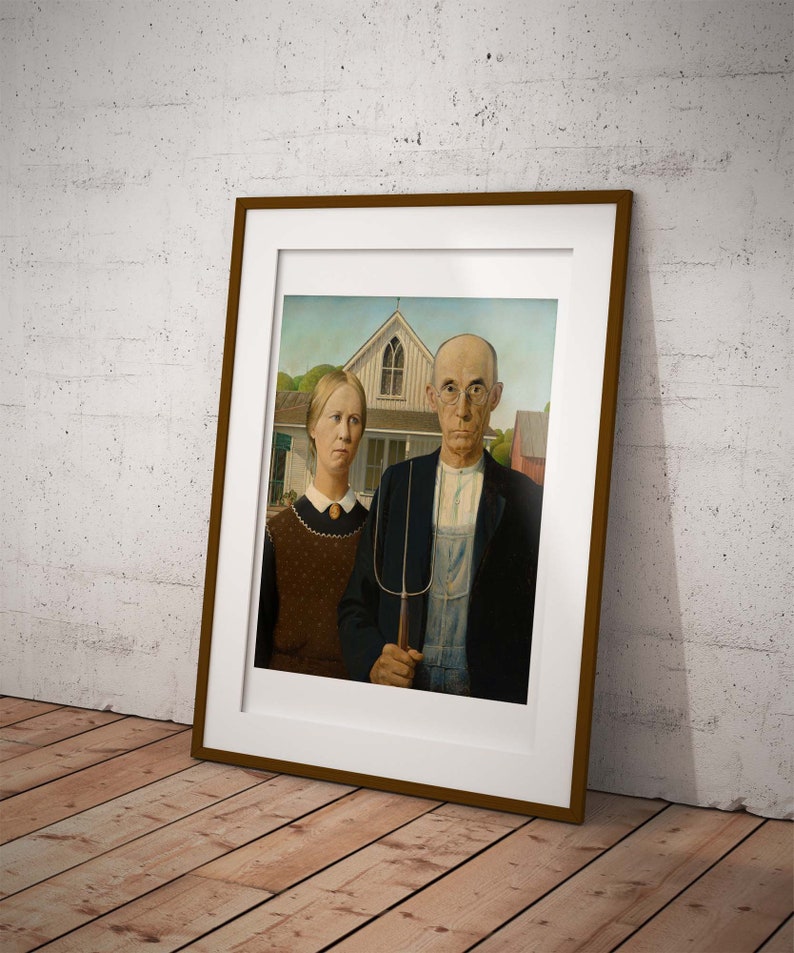 Grant Wood American Gothic 1930 Vintage Poster | Etsy