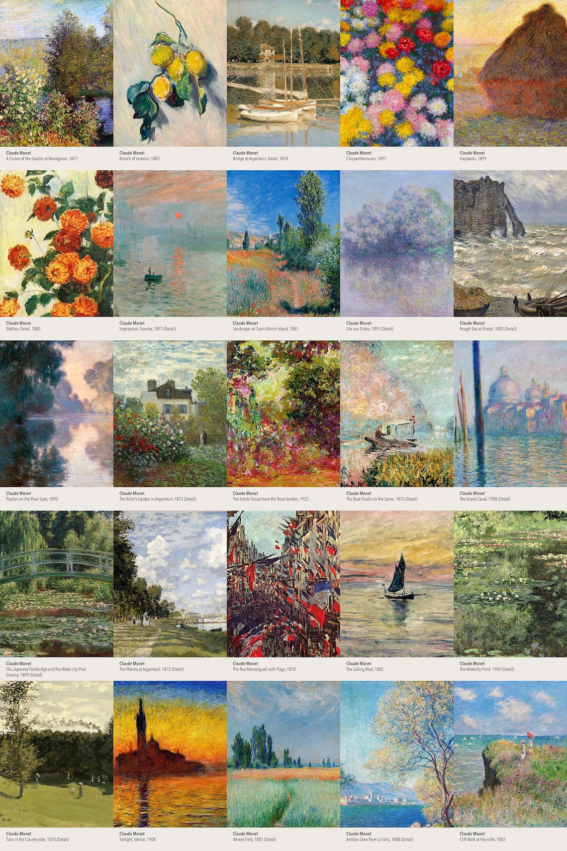 Wall Collage Kit, Claude Monet Paintings, Collection of 60 Images, Wall ...