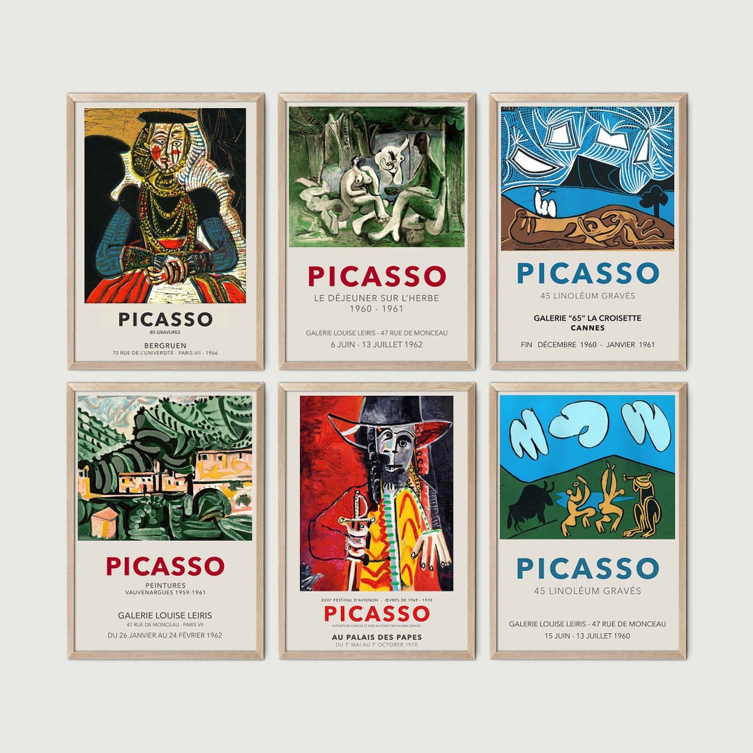 Set of 6 Pablo Picasso Exhibition Poster, Downloadable Art Print ...