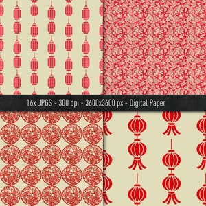 Chinese Pattern, 16 Different Images, Digital Paper, Instant Download ...