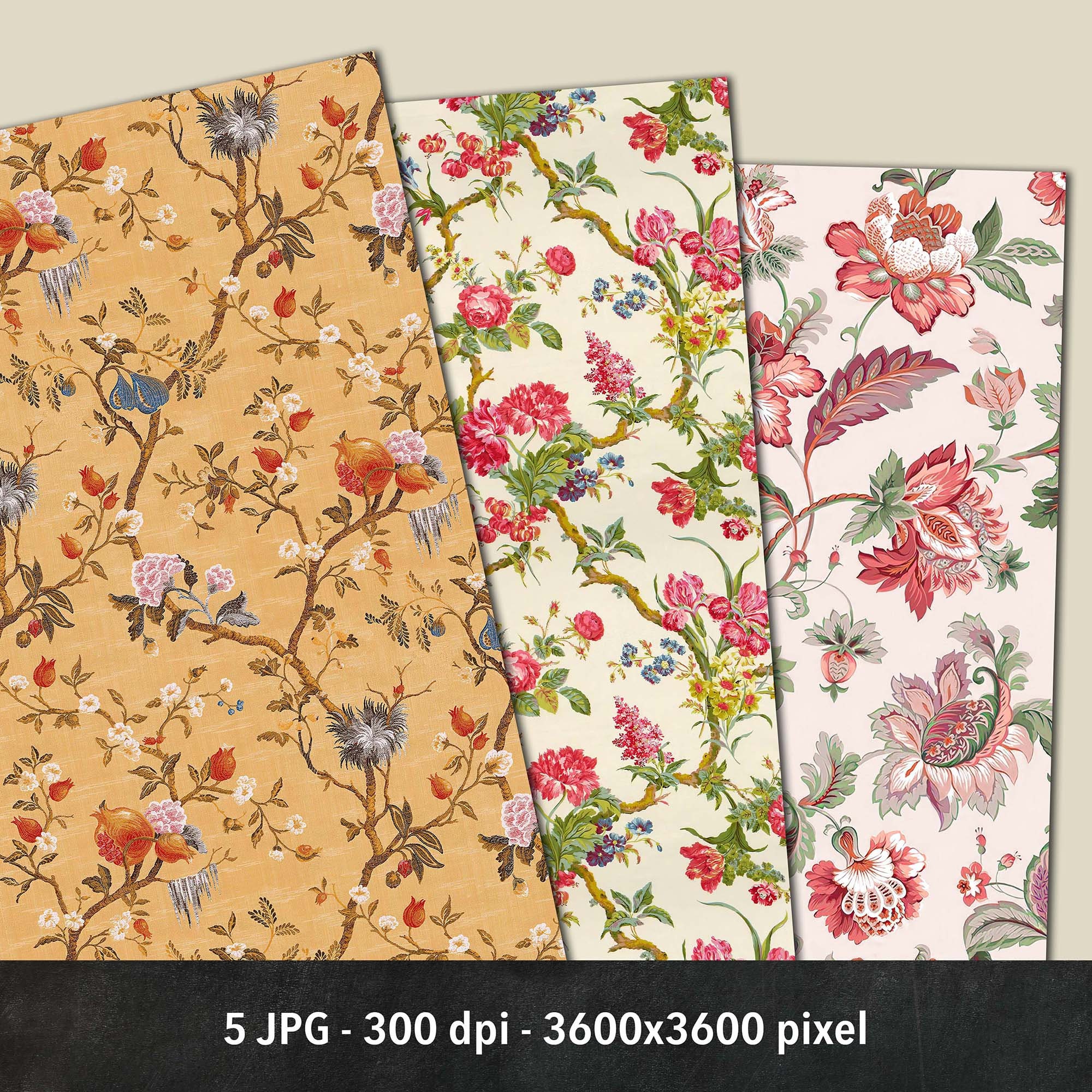 Retro Floral Wallpapers Digital Paper Vol.9 Instant - Etsy