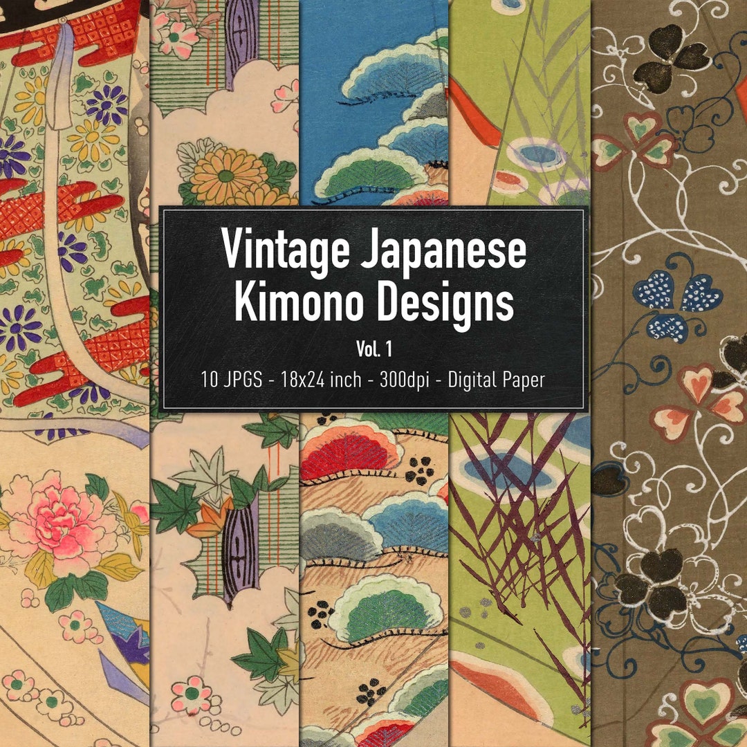 Vintage Japanese Kimono Design Patterns, 10 Vintage Illustrations Vol.1 ...