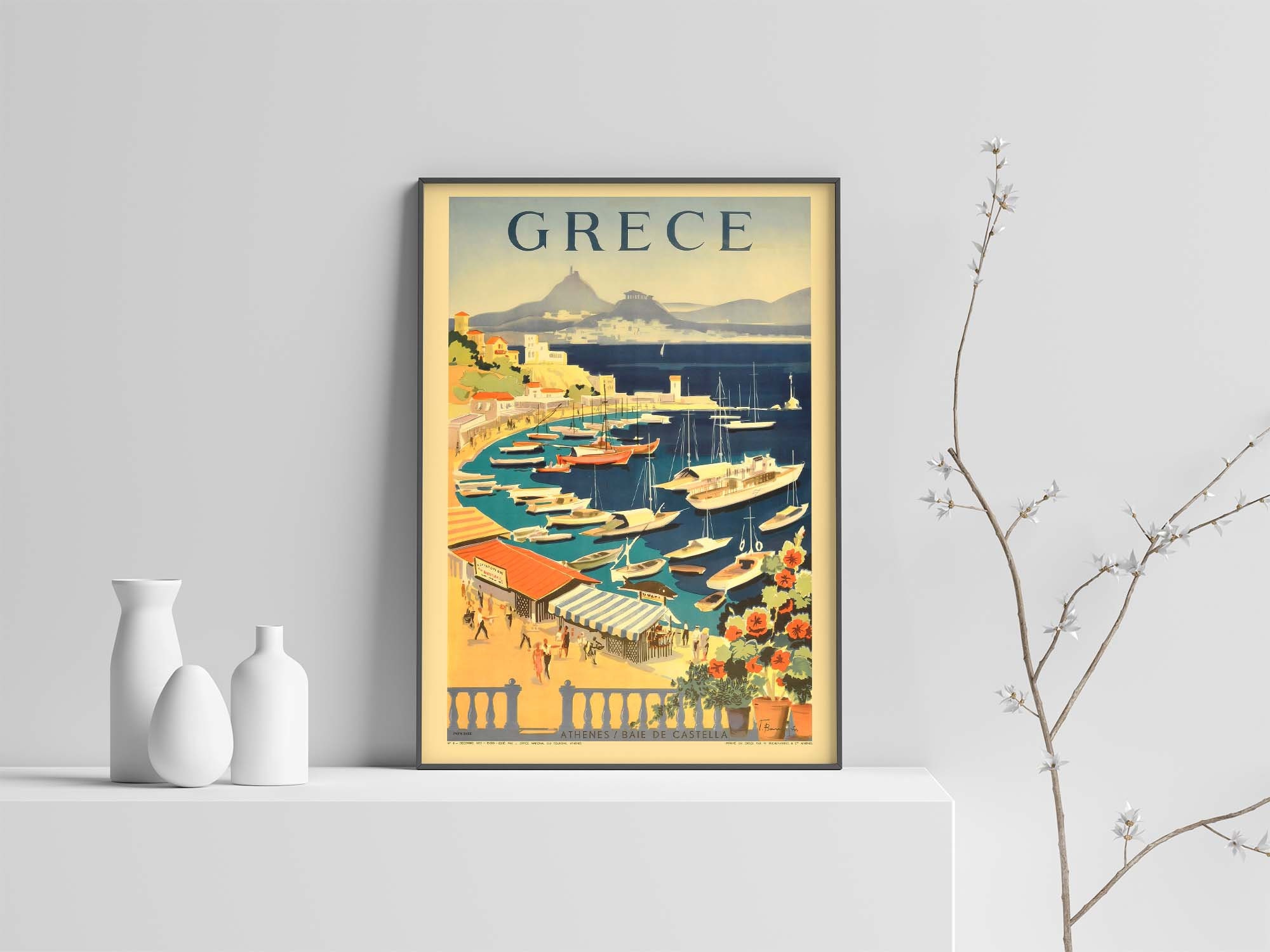 Greece Poster Vintage Travel Poster Downloadable Hi-res Art - Etsy