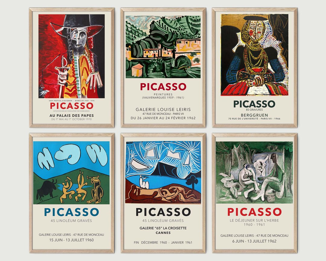 Set of 6 Pablo Picasso Exhibition Poster Downloadable Art - Etsy