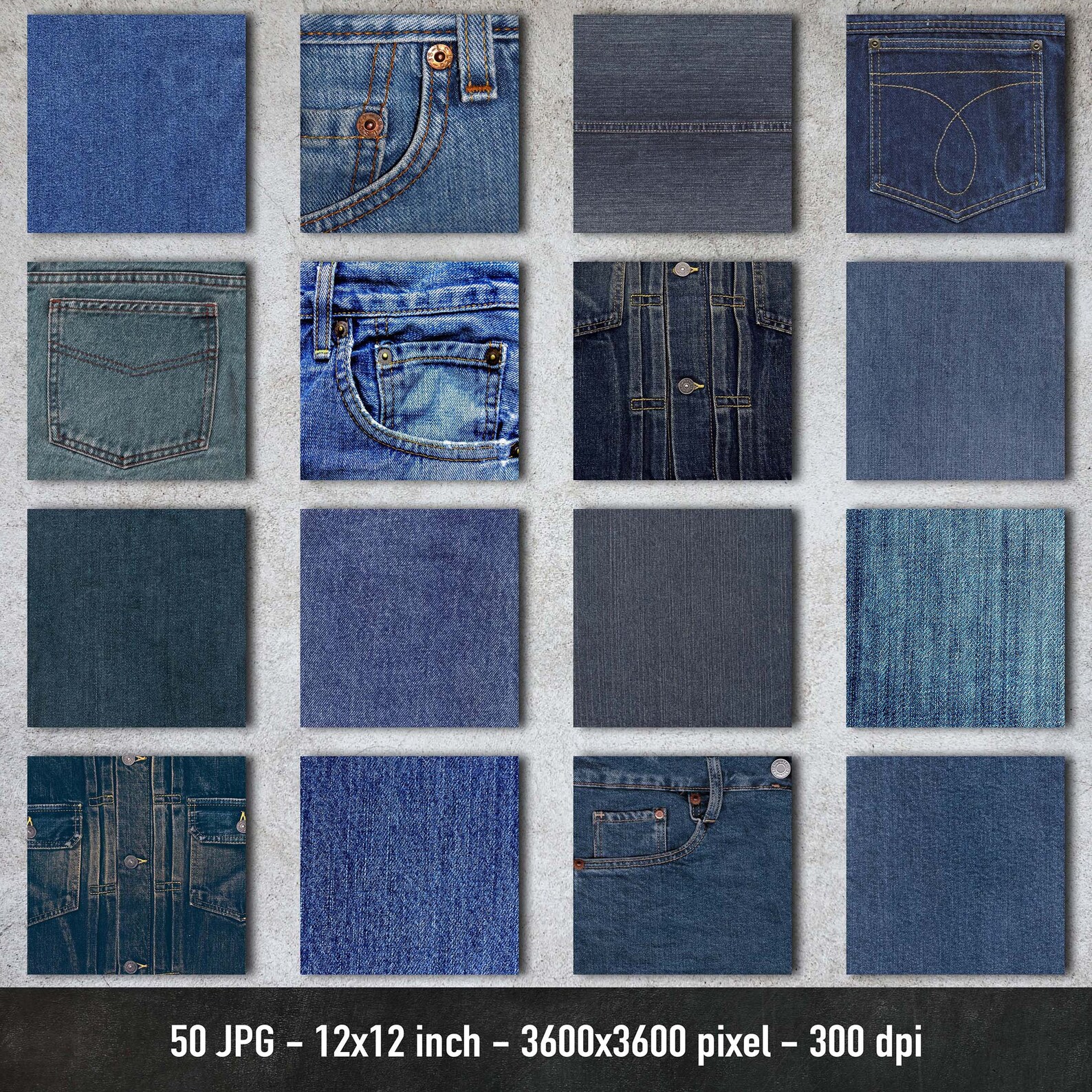 Denim - Jeans Texture - Mega Pack, 50 Different Real Images, Digital ...
