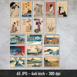 65 Vintage Japanese Postcards, Woodblock Print, Printable Japanese Art ...