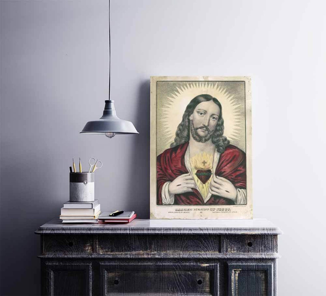 Sacred Heart of Jesus Poster, Printable Art, Instant Download - Etsy