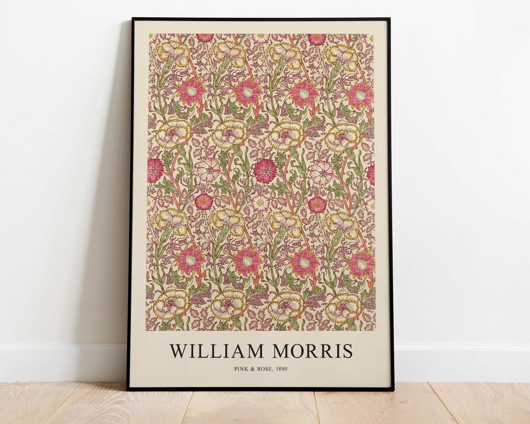 William Morris Poster - Pink & Rose, Downloadable Art Print, Instant ...
