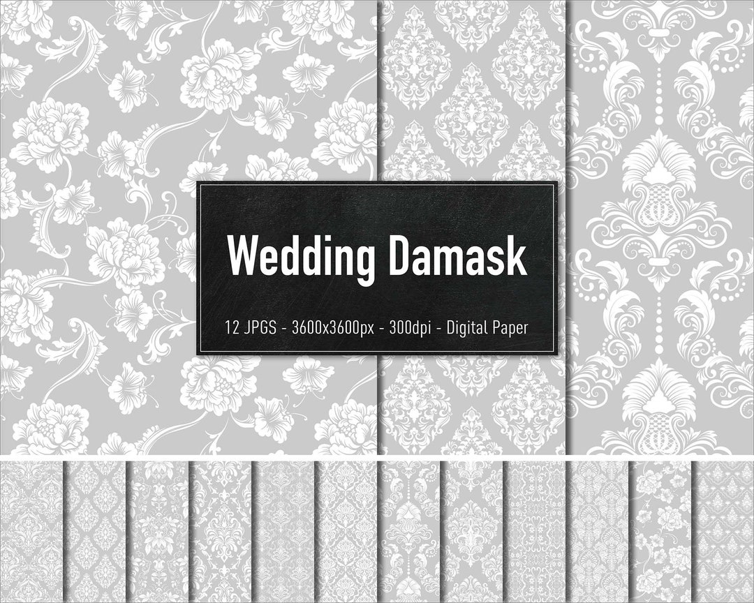 Wedding Damask, 12 Different Seamless Pattern, Digital Paper, Instant ...