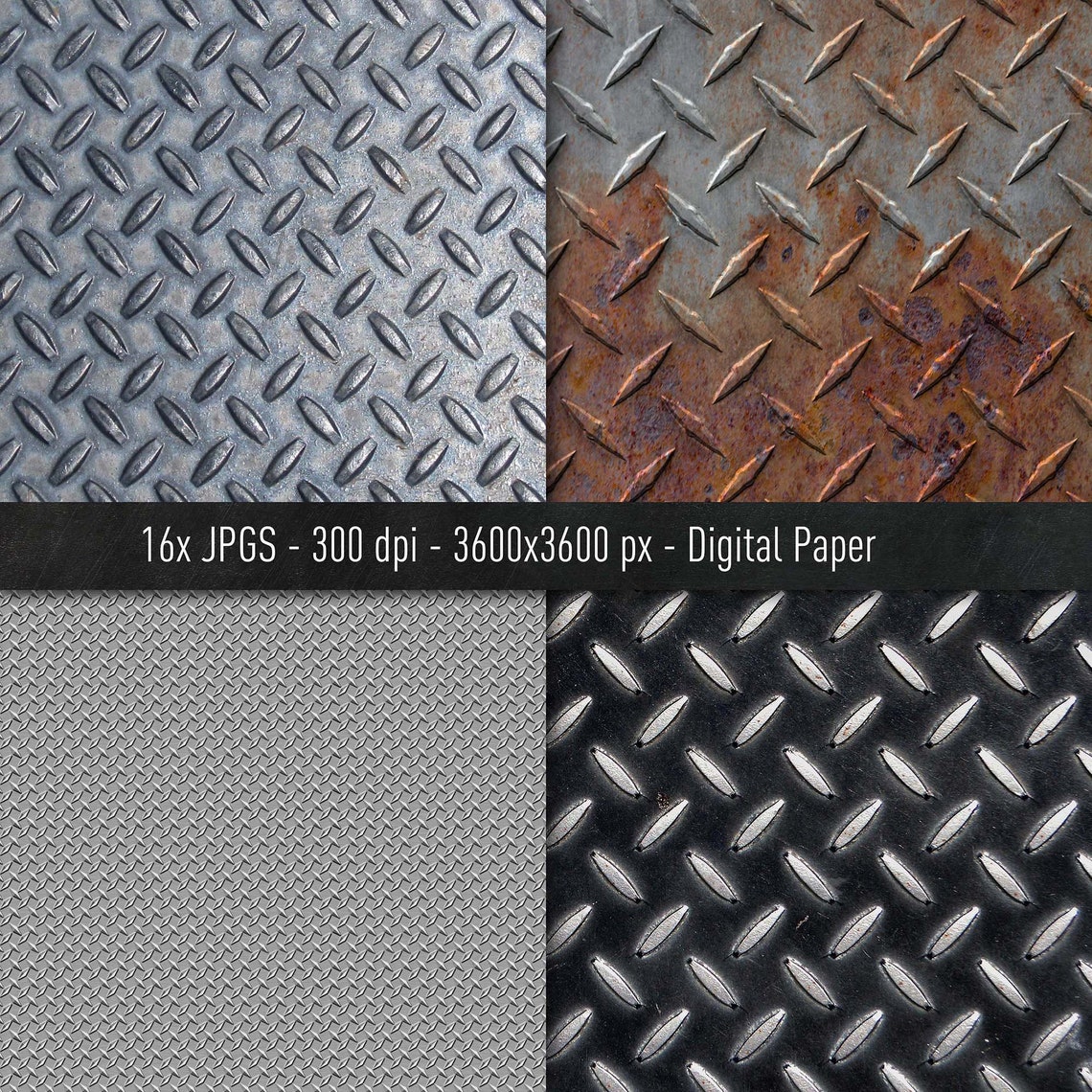 Diamond Checker Plate, 16 Different Images, Digital Paper, Instant ...