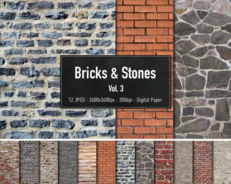 Bricks & Stones Brick and Wall Texture Vol.3 12 Different - Etsy