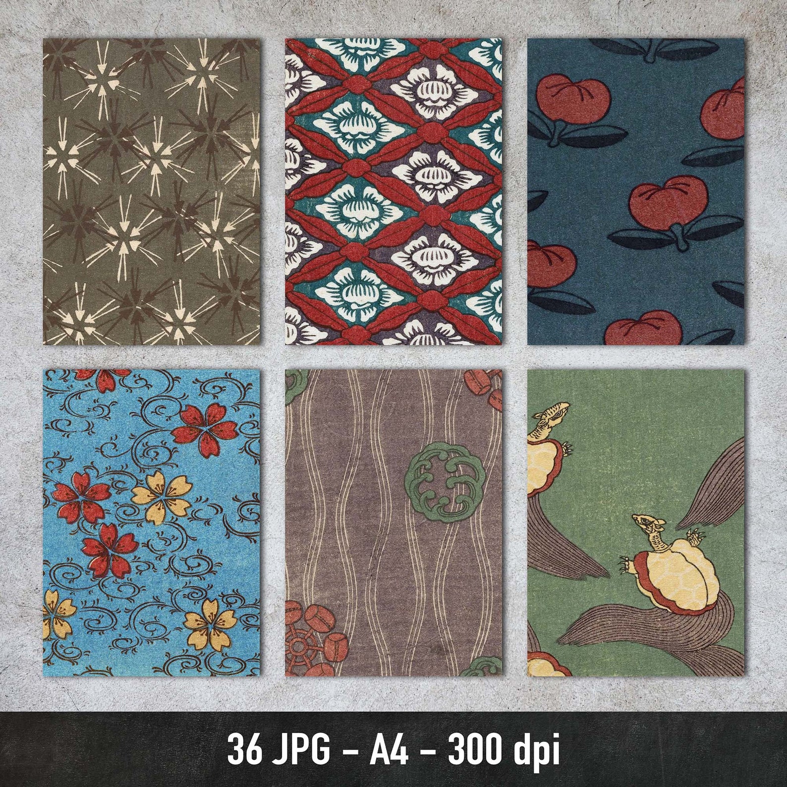 Vintage Japanese Designs Digital Paper Vol.2 36 Pages A4 | Etsy