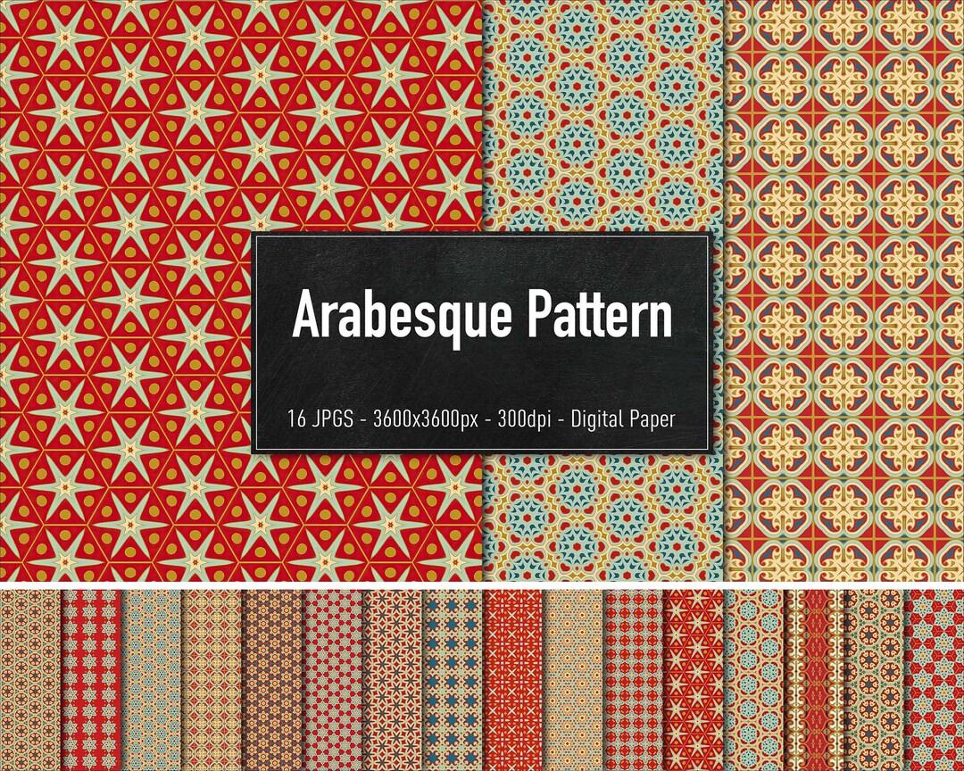 Arabesque Pattern, 16 Different Images, Digital Paper, Instant Download ...