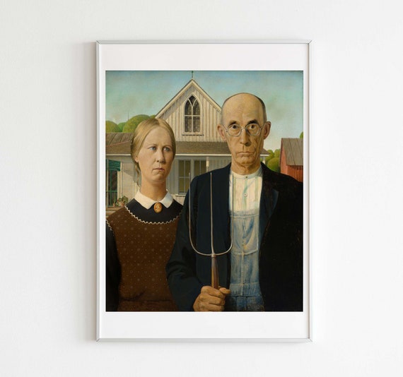 Grant Wood American Gothic 1930 Vintage Poster | Etsy