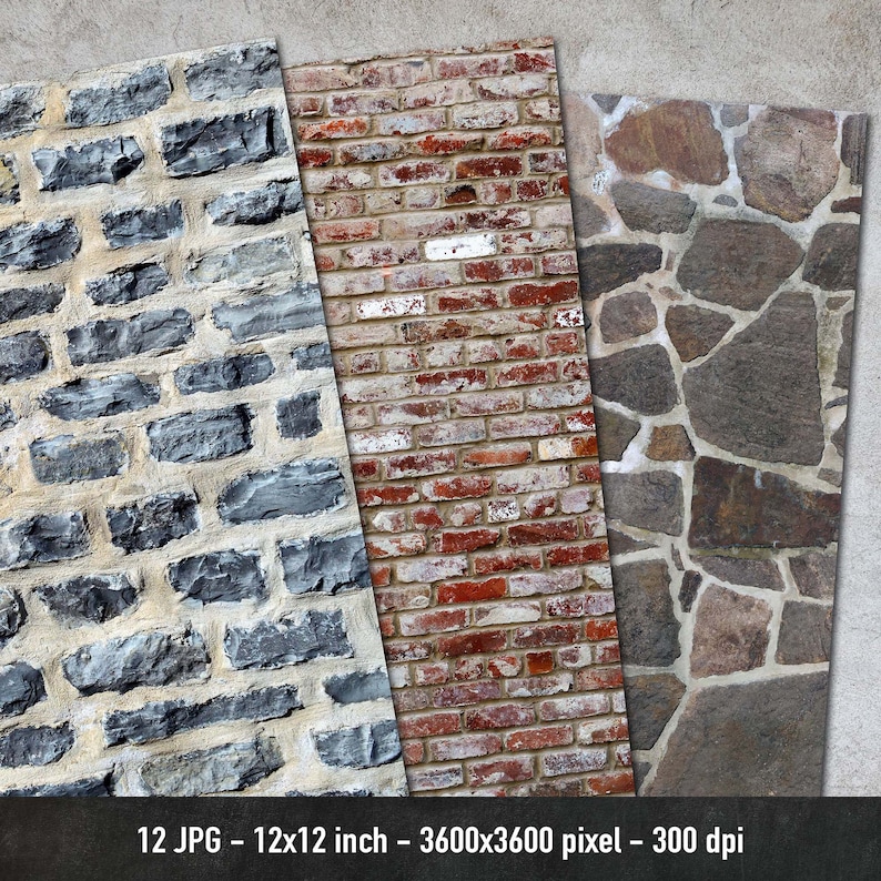 Bricks & Stones Brick and Wall Texture Vol.3 12 Different - Etsy