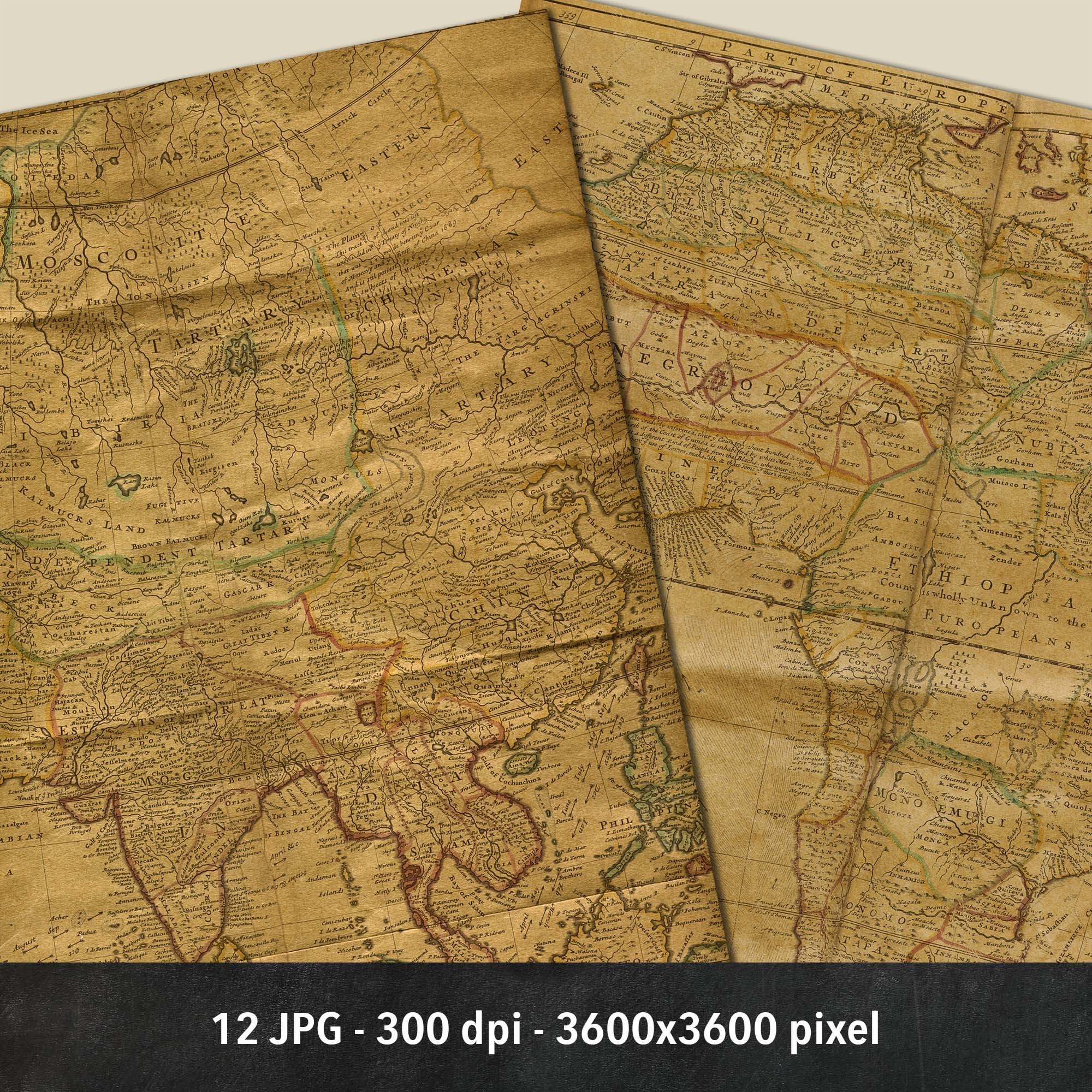 Vintage Maps 10 Different Images Digital Paper Instant | Etsy