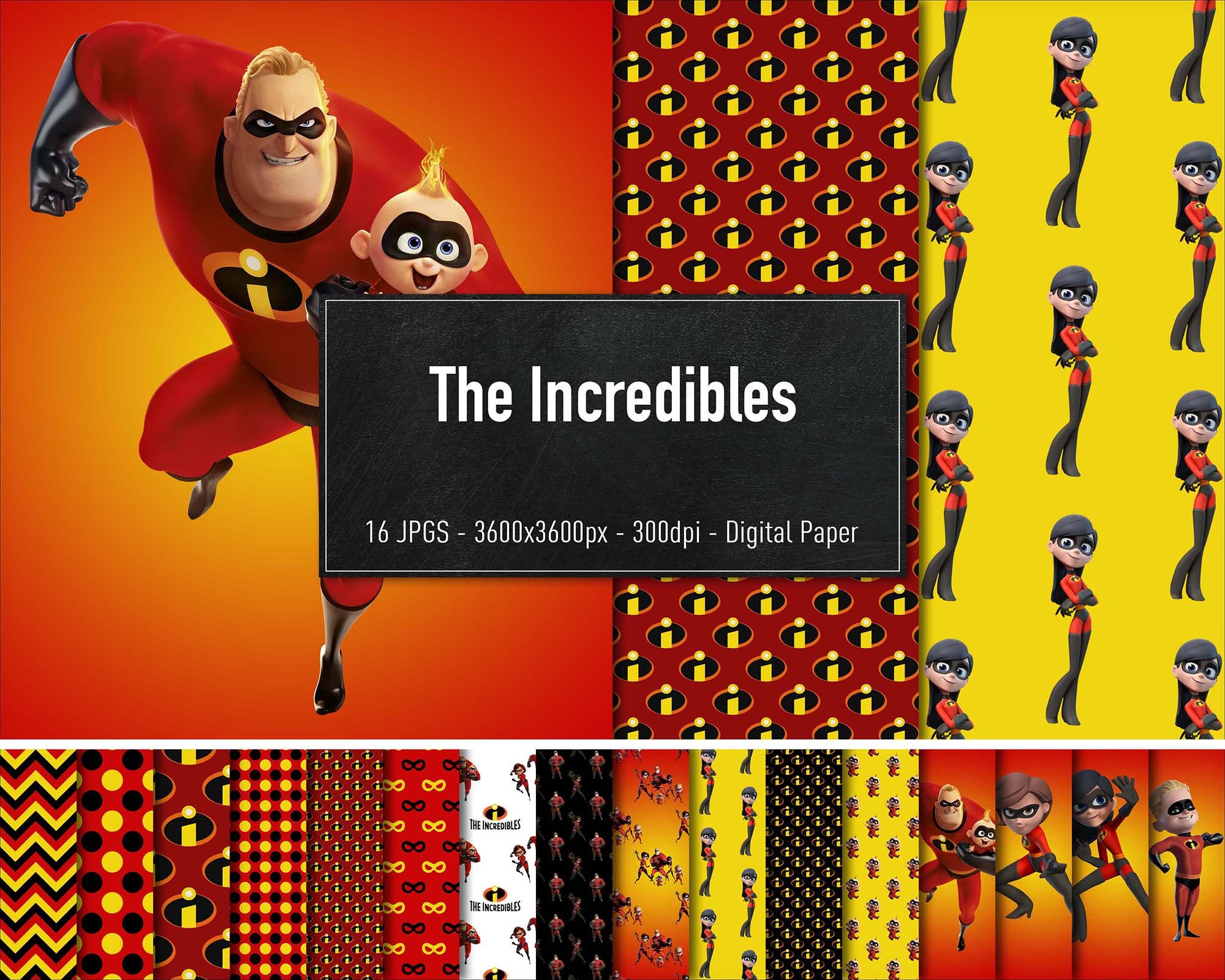 The Incredibles 16 Different Images Digital Paper Instant - Etsy