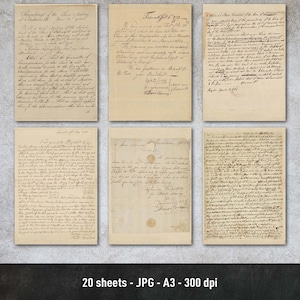 Old Handwritten Letters, Vintage Digital Paper, A4 Junk Journal Paper ...