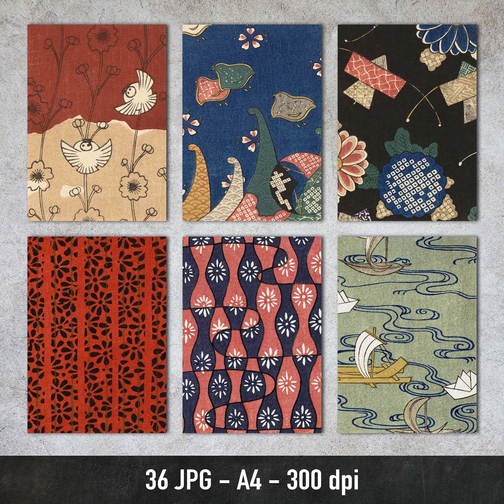 Vintage Japanese Designs Digital Paper Vol.2 36 Pages A4 | Etsy