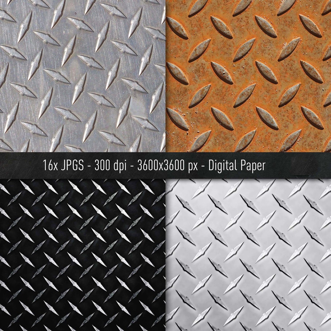 Diamond Checker Plate 16 Different Images Digital Paper | Etsy