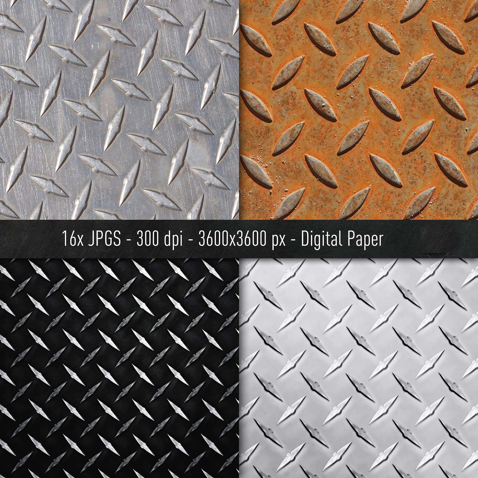 Diamond Checker Plate, 16 Different Images, Digital Paper, Instant ...