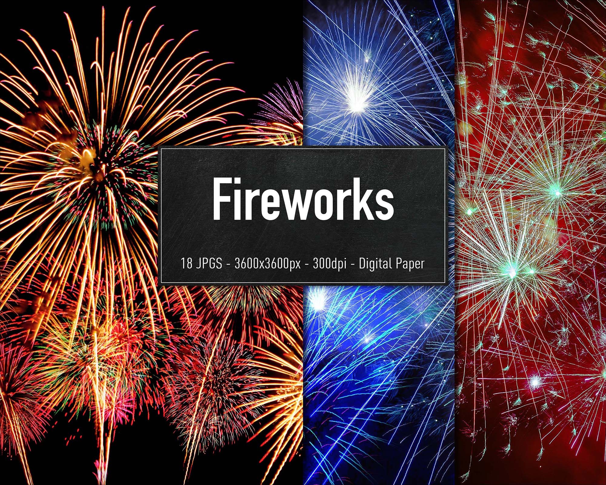 Fireworks 18 Different Images Digital Paper Instant | Etsy