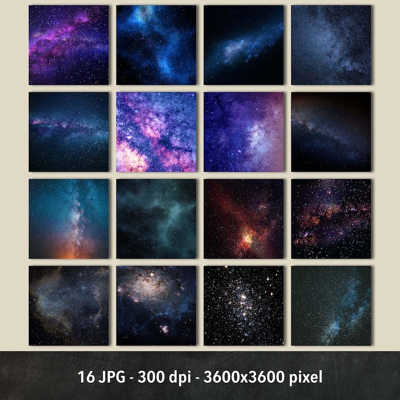 Galaxy, 16 Different Images, Digital Paper, Instant Download - Etsy