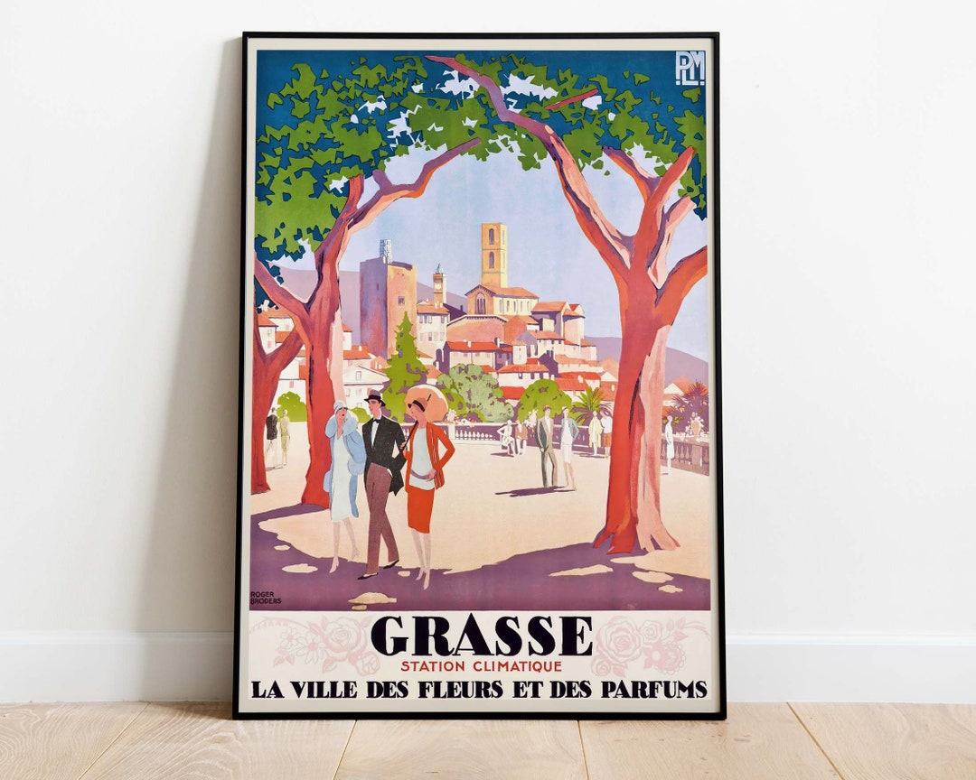 Grasse, Vintage French Travel Poster, Downloadable Hi-res Art Print ...