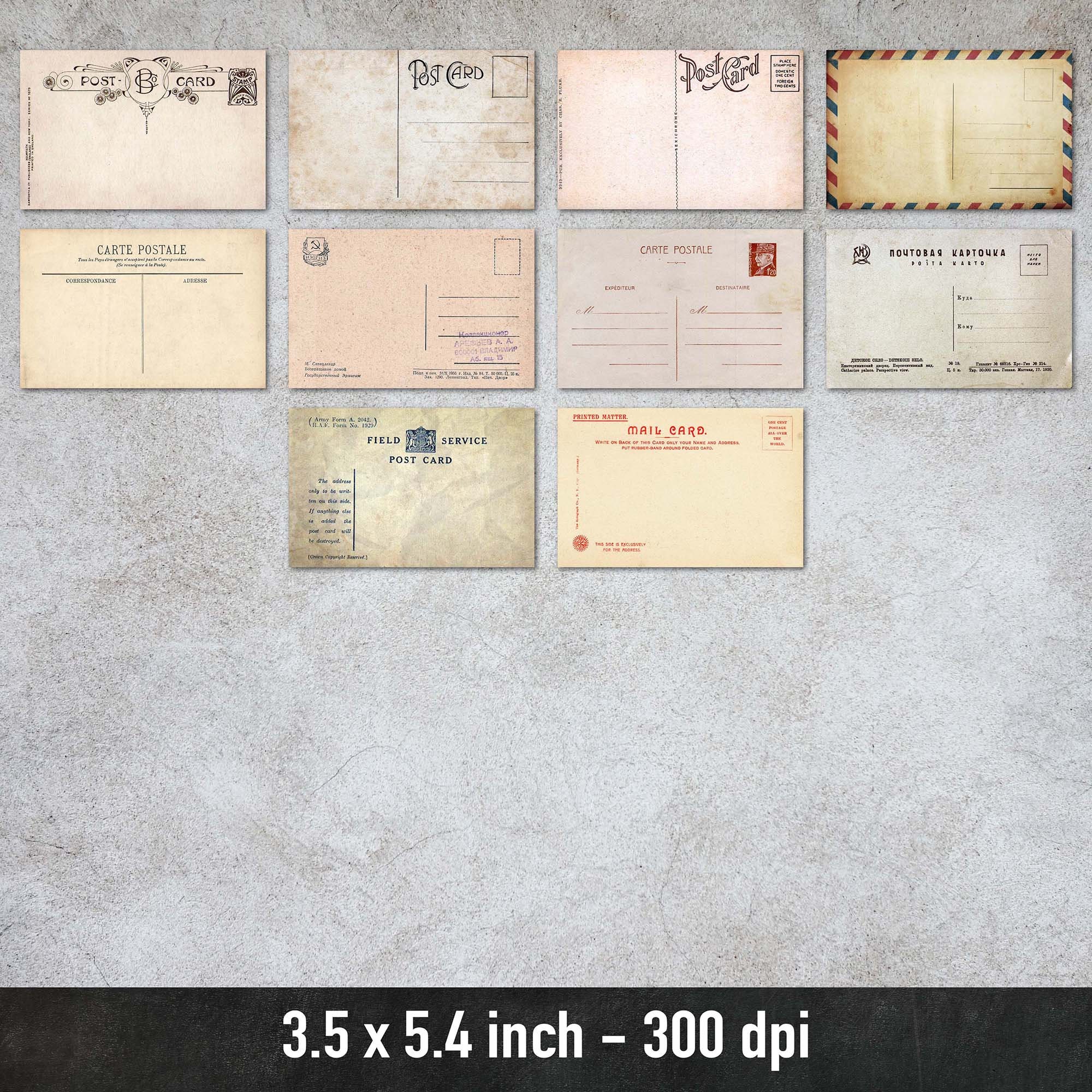 50 Vintage Blank Postcards Printable Illustrations Digital - Etsy