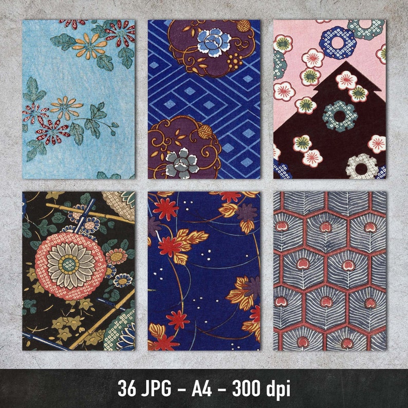 Vintage Japanese Designs Digital Paper Vol.1 36 Pages A4 | Etsy