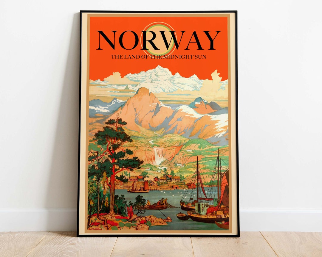 Norway, Vintage Travel Poster, Downloadable Hi-res Art Print, Instant ...