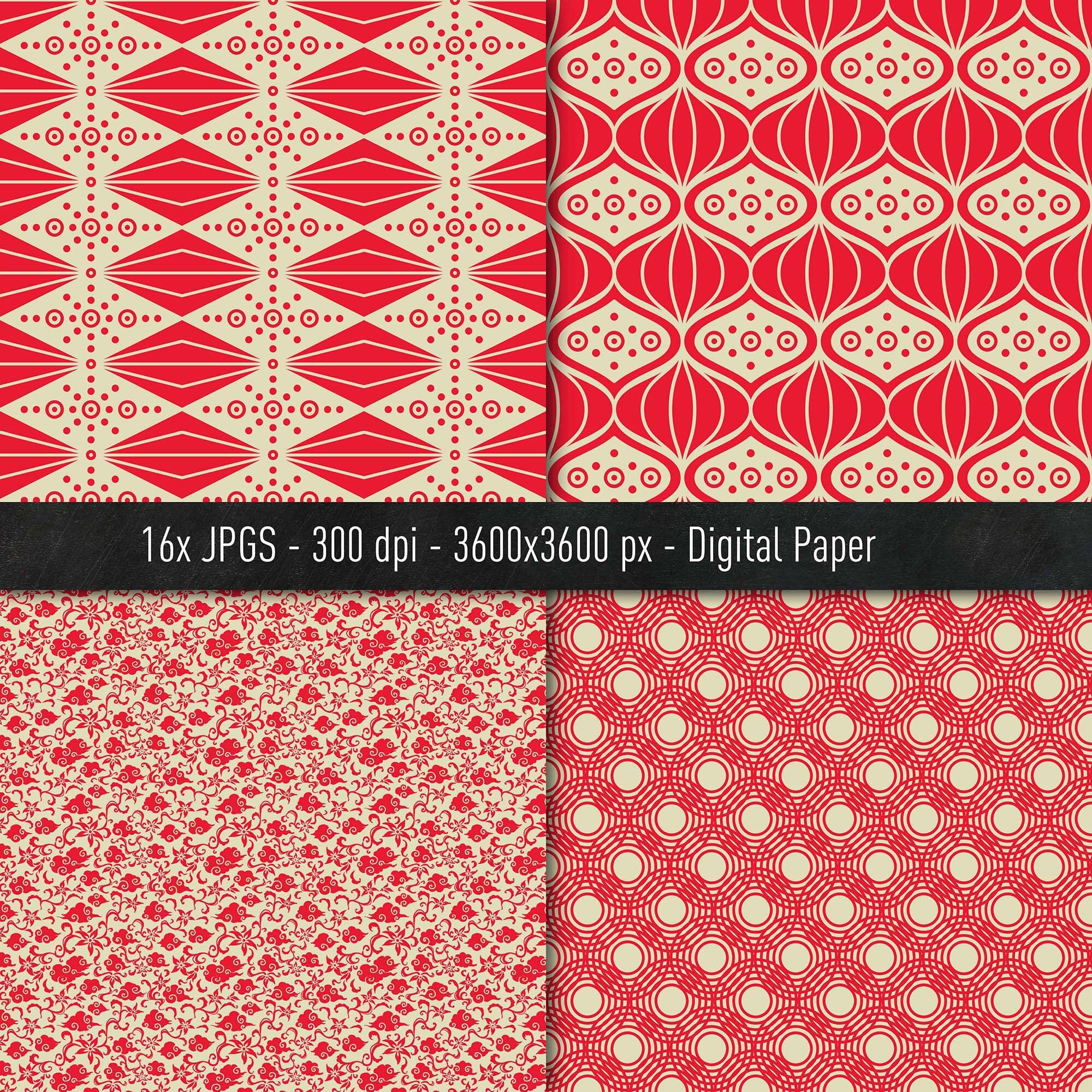 Chinese Pattern 16 Different Images Digital Paper Instant - Etsy