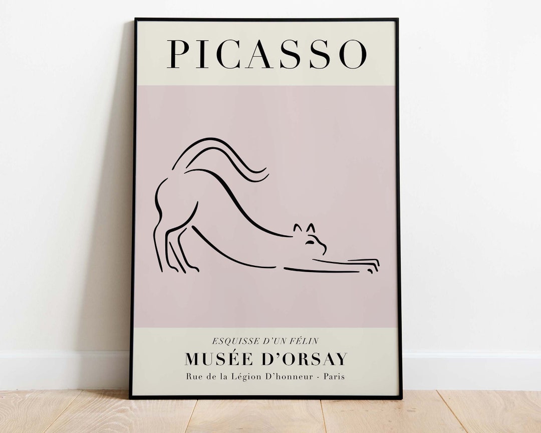 Picasso - the Cat, Exhibition Vintage Line Art Poster, Minimalist Line ...