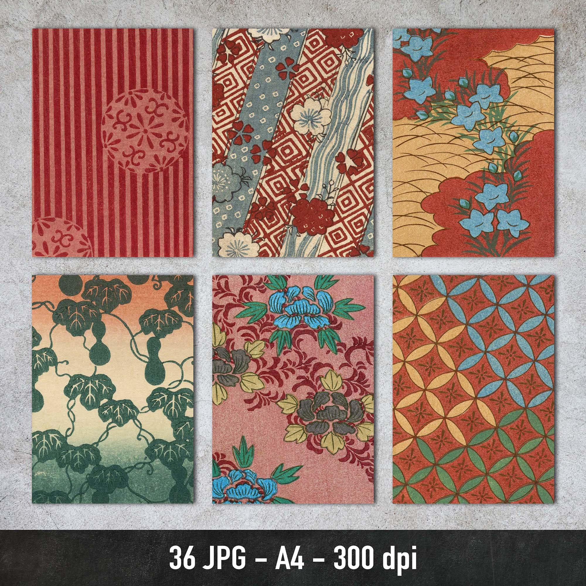 Vintage Japanese Designs Digital Paper Vol.2 36 Pages A4 | Etsy