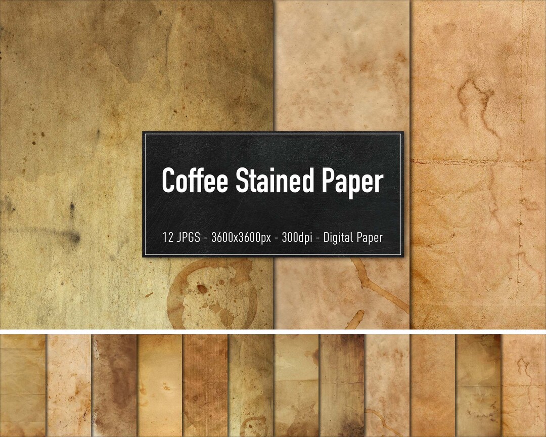 Coffee Stained Paper, 12 Different Images, Digital Paper, Instant ...