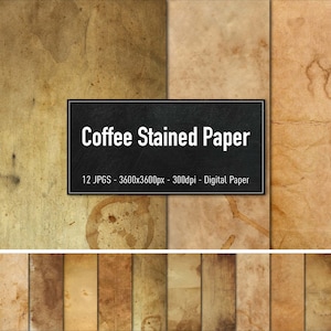 Coffee Stained Paper, 12 Different Images, Digital Paper, Instant ...