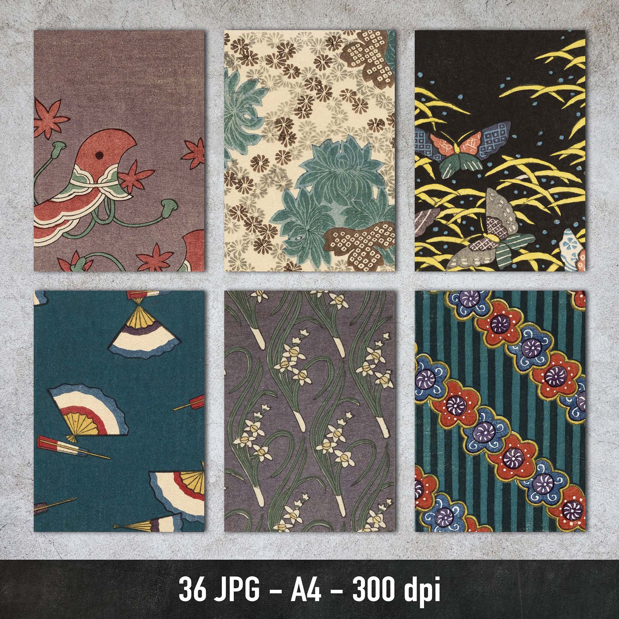 Vintage Japanese Designs Digital Paper Vol.2 36 Pages A4 | Etsy