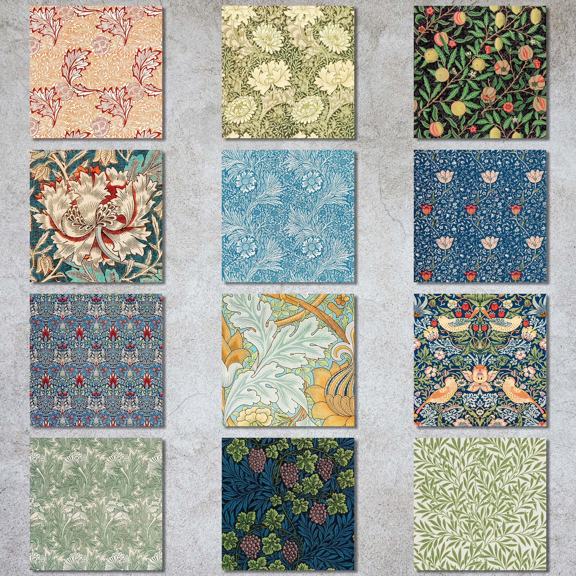 William Morris, Floral Pattern, 12 Different Images, Digital Paper ...