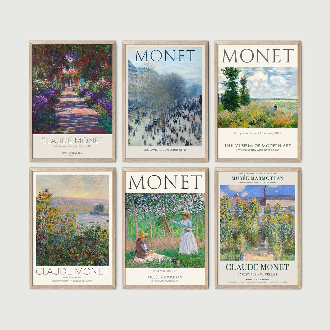Set of 6 Claude Monet Posters, Downloadable Art Print, Instant Download ...