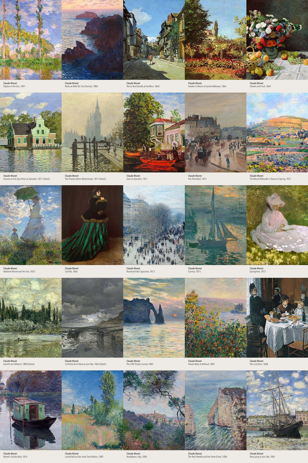Wall Collage Kit, Claude Monet Paintings, Collection of 60 Images, Wall ...