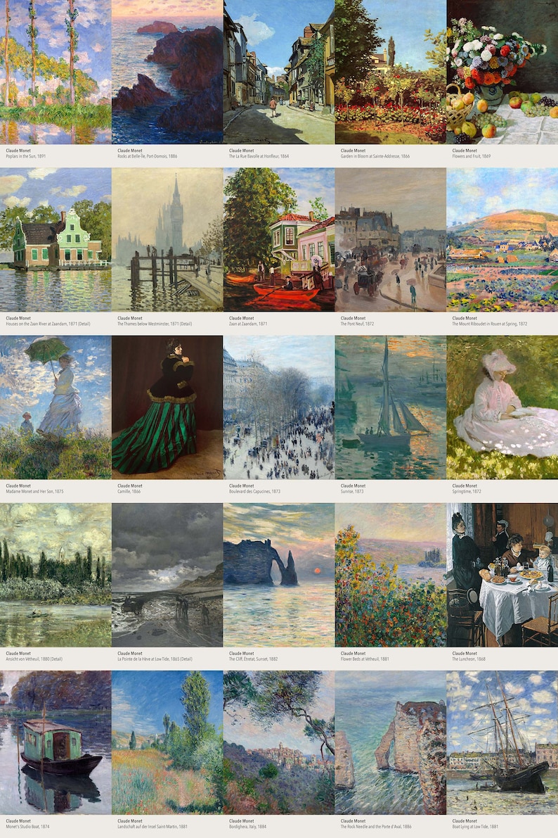 Wall Collage Kit Claude Monet Paintings Collection of 60 - Etsy Canada