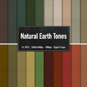 Natural Earth Tones, 24 Different Colors, Digital Paper, Instant ...